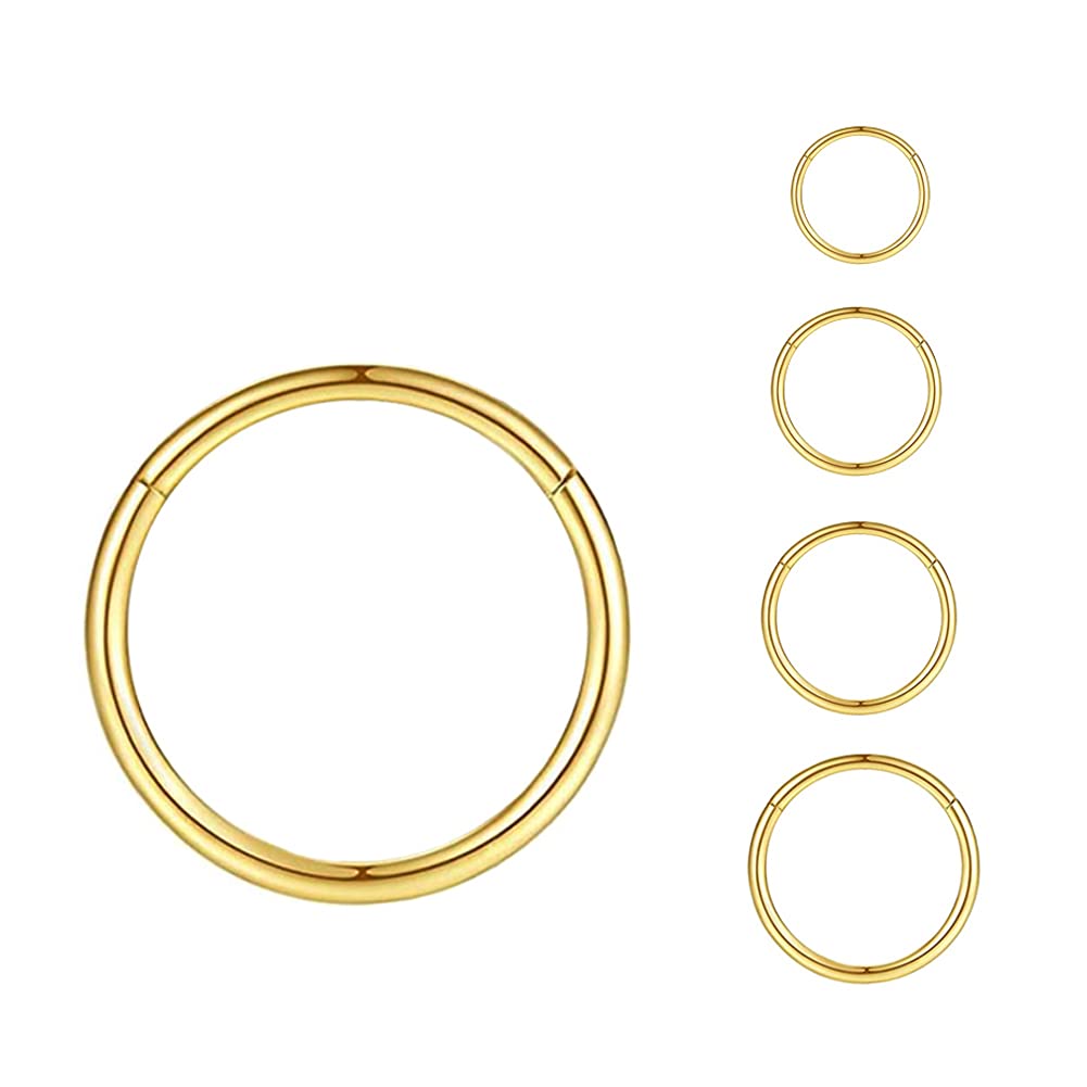 4Pcs 18G Surgical Stainless Steel Hoop Nose Ring Gold Septum Cartilage Helix Daith Tragus Hoop Earrings Hypoallergenic Body Piercing Jewelry for Women Men(18G Gold)
