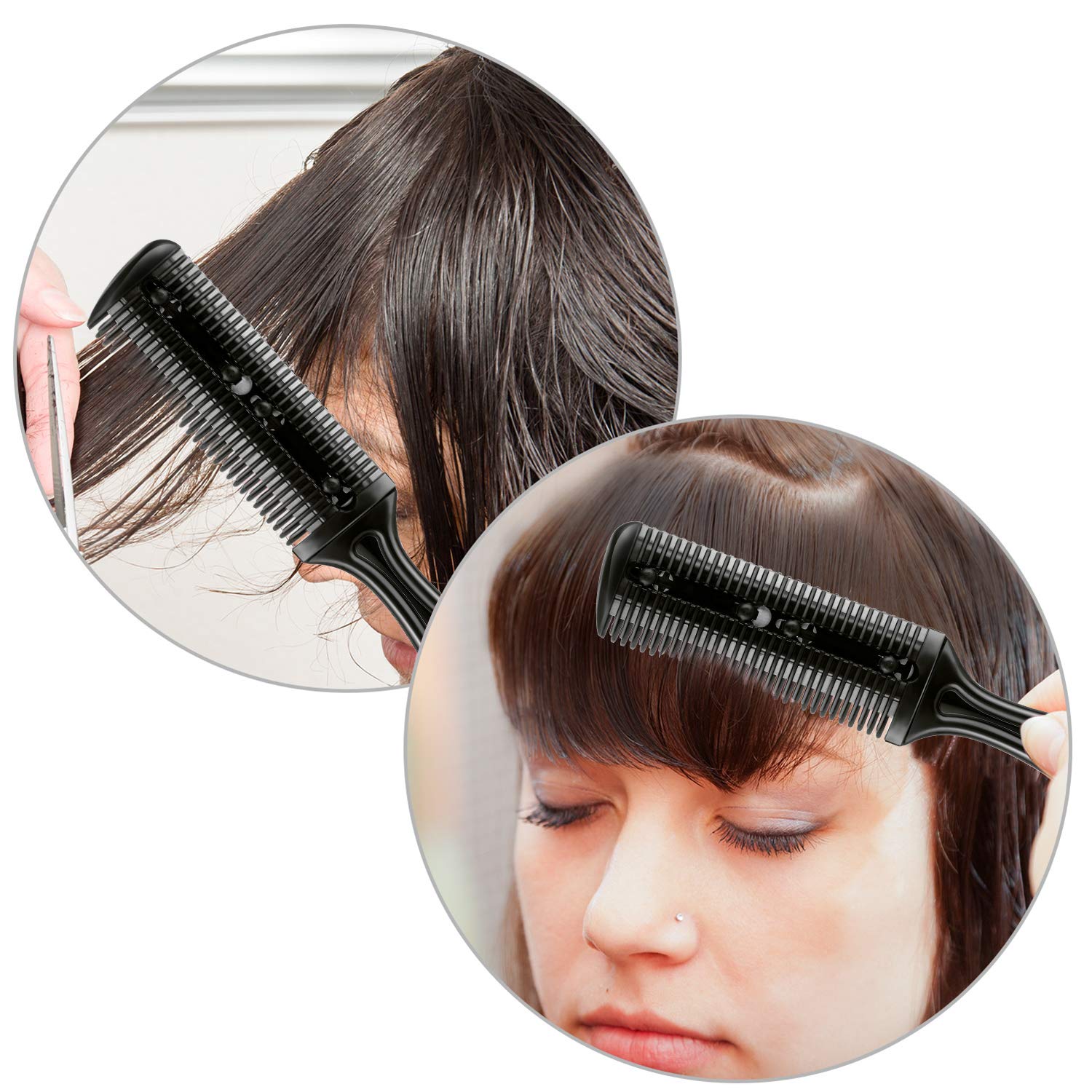 3 Pieces Razor Comb with 10 Pieces Razors, Hair Cutter Comb Cutting Scissors, Double Edge Razor, Hair Thinning Comb Slim Haircuts Cutting Tool (Black)