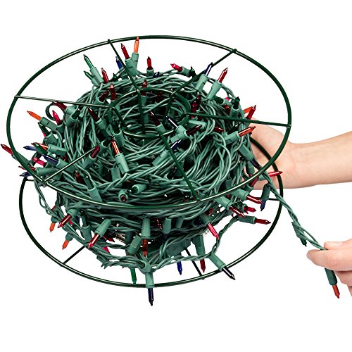 Christmas Light 12" Storage Reels Container (3pk)- Heavy Duty Metal Construction w X-Mas Zipper Carrying Bag Case for House Holiday Tree Lights, Wind up Extension Cords, Garland & Holiday Decoration