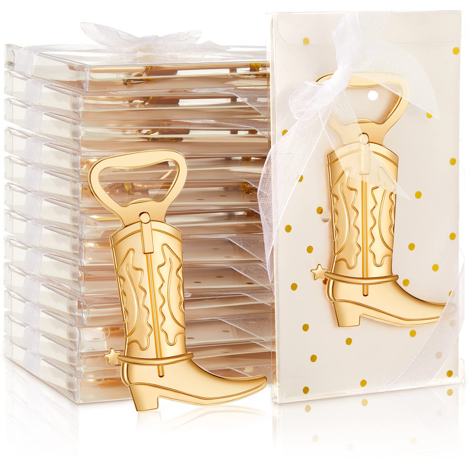 36 Pieces Cowboy Boot Bottle Openers Baby Shower Bottle Opener Favors for Guest Bridal Shower Party Bottle Opener Gifts for Baby Shower Wedding Birthday Party Favor Decoration Supplies (Gold)