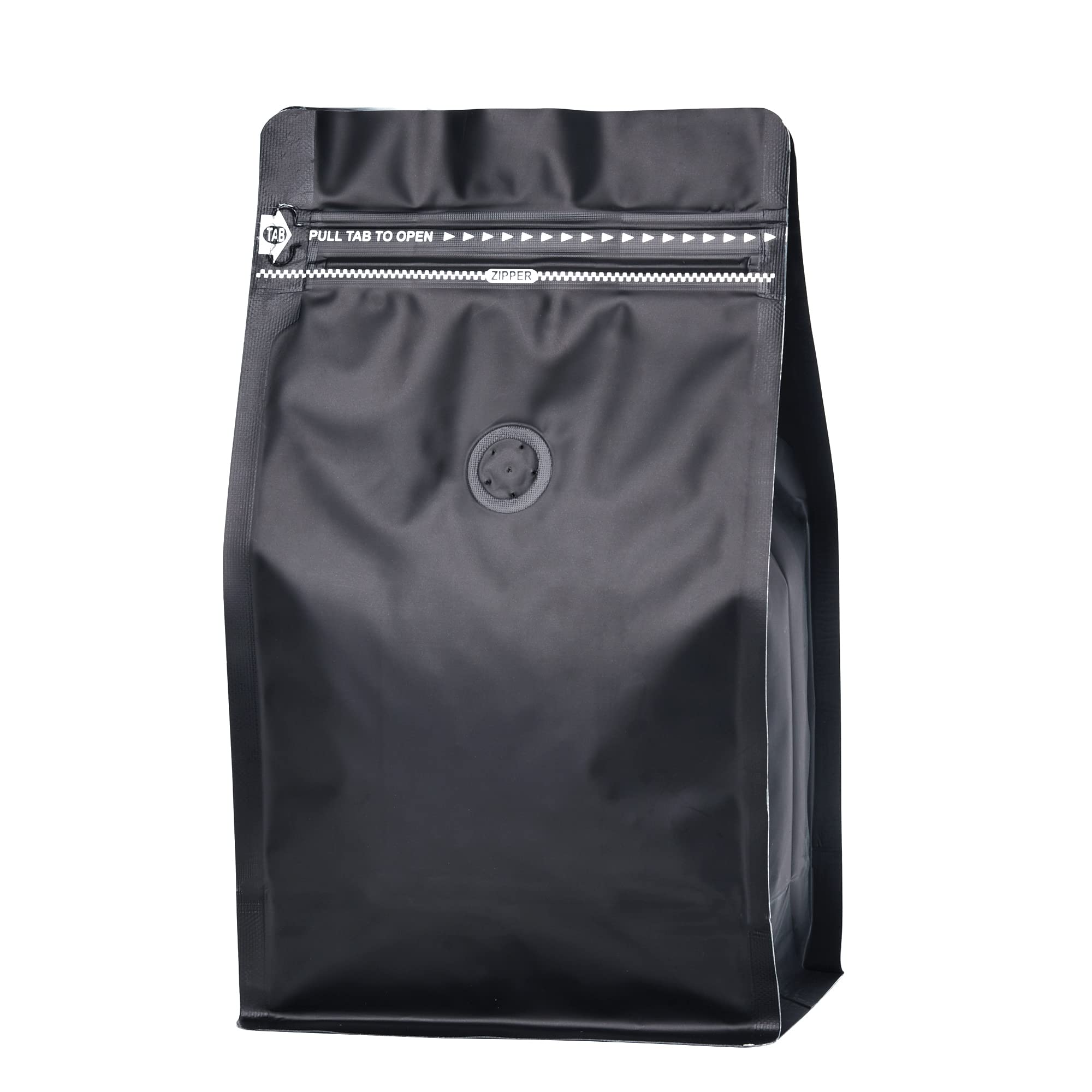 50 Pack Coffee Bags with Aluminum Foil and Degassing Valve, Resealable High Barrier Storage Bags, Odor-Proof for Coffee Beans, Stand Up Coffee Pouch, Flat Bottom (Medium-12OZ, Black)