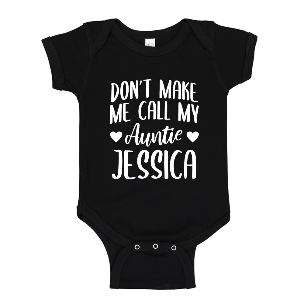 The Shirt Den Don't Make Me Call My Auntie Baby Bodysuit Infant One Piece NB Black