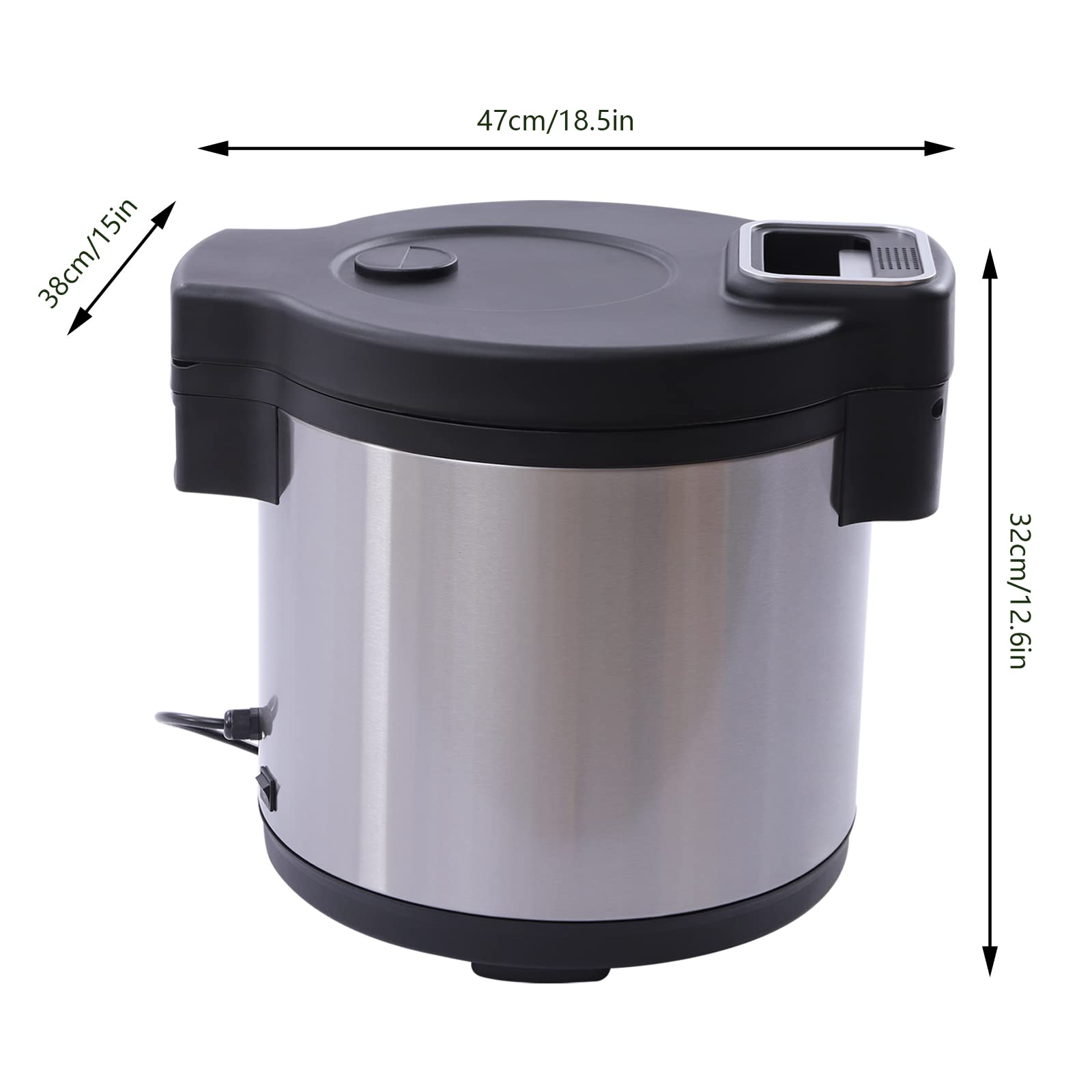 95-Cup 19L Rice Warmer Commercial Restaurant 110V 110W Electric Food Warmer with Warm Function only, Heavy Duty Rice Warmer with Stainless Steel Housing