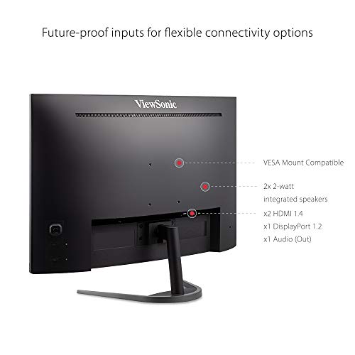 ViewSonic VX3268-PC-MHD 32 Inch Curved 1080p 1ms 165Hz Gaming Monitor with FreeSync Premium, Eye Care, HDMI and Display Port