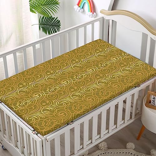 Damask Themed Fitted Mini Crib Sheets,Portable Mini Crib Sheets Soft & Stretchy Fitted Crib Sheet - Great for Boy or Girl Room or Nursery,24β x38β,Pale Coffee Fawn