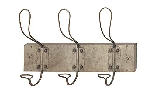Deco 79 Wall Hook, 18" L x 4" W x 11" H, Grey