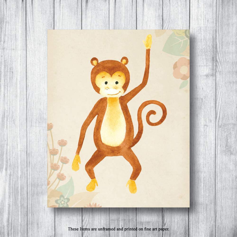 Safari Nursery Decor Jungle Baby Animals Prints for Nursery Decor Art - Large Giant Collection - 6 UN-Framed Neutral Kids Stuff Animal Theme Wall Prints. Elephant Giraffes boy Lion Buddies (5x7)
