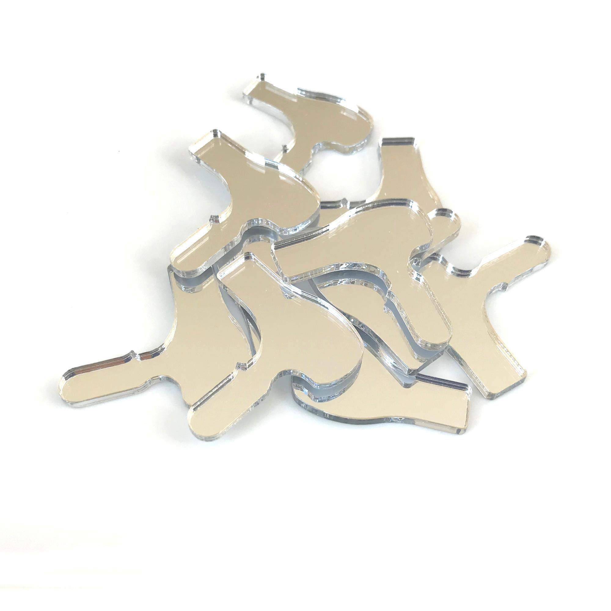 Super Cool Creations Hairdryer Shaped Crafting Mirrors, Set of 10, Many Colours, Shatterproof Acrylic, Blue Mirror, Pack of 10 x 5cm