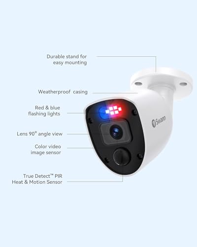 Swann Home DVR Security Cam System with 2TB HDD, 16 Channel 12 Camera, 1080p Video, Indoor or Outdoor Wired Surveillance CCTV, Color Night Vision, Heat Motion Detection, LED Lights, 16468012