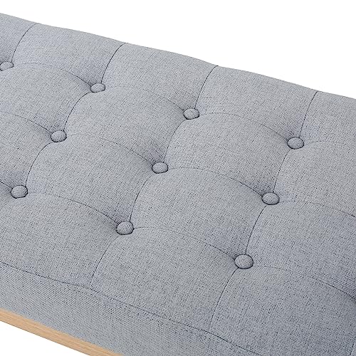 Christopher Knight Home Saxon Fabric Bench, Light Grey, 15.75β D x 43.50β W x 17.00β H