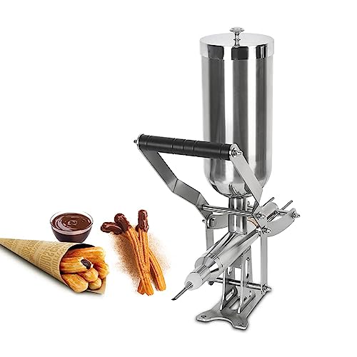 Commercial Churro Filler, 4.5L Manual Churro Maker Machine, Core Diameter: 6 mm, Stainless Steel Fruit Donut 商用油条灌装机,4.5 升手动油条制造机,芯直径:6 毫米,不锈钢水果甜甜圈灌装机,适用于餐厅、自助餐厅、面包店、家庭Filling Machine, for Restaurant