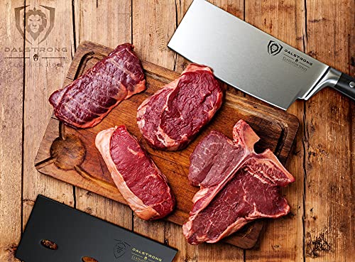 DALSTRONG Meat Cleaver Knife - 7 inch - Gladiator Series - Heavy Duty - Razor Sharp - Forged High Carbon German Steel Kitchen Knife - Black G10 Handle - Butcher, Bone - Sheath Included - NSF Certified