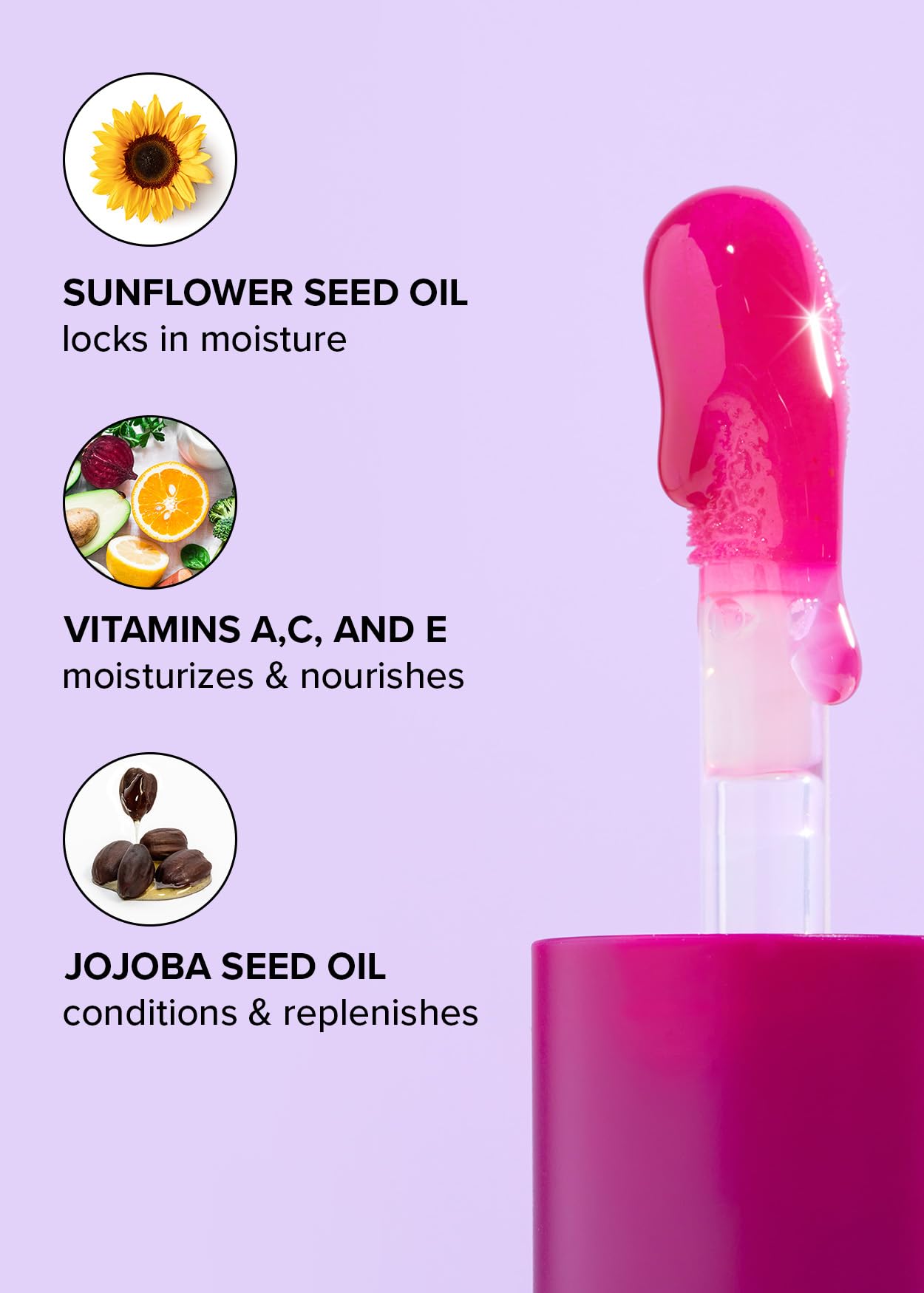 I DEW CARE Lip Gloss - Glow Easy Raspberry | Jojoba Seed Oil, Vitamin C, Pigmented Glossy Stain, Hydrating, Korean Makeup, Pink Color, Glass Skin Look, 0.12 FL Oz