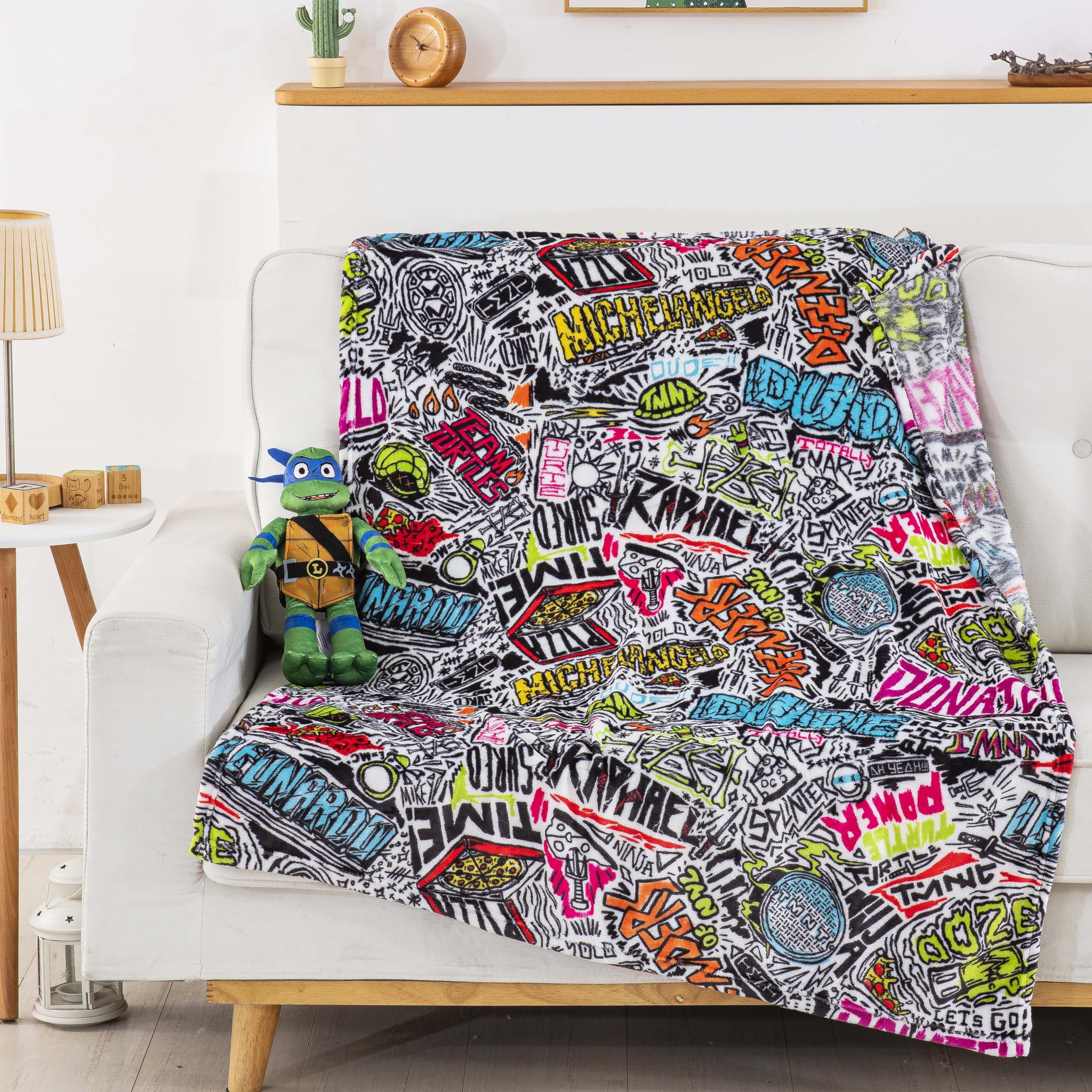 Northwest Teenage Mutant Ninja Turtles Character Hugger Pillow & Silk Touch Throw Blanket Set, 40" x 50", Sketched Out