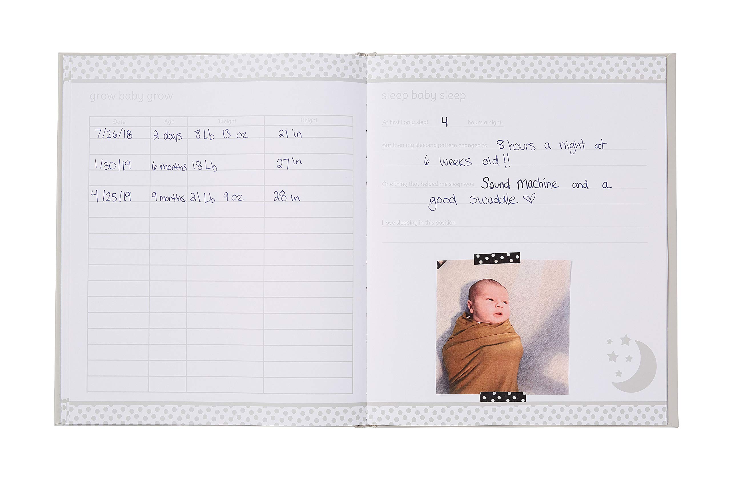 Tiny Ideas Polka Dot Baby Memory Book, Grey
