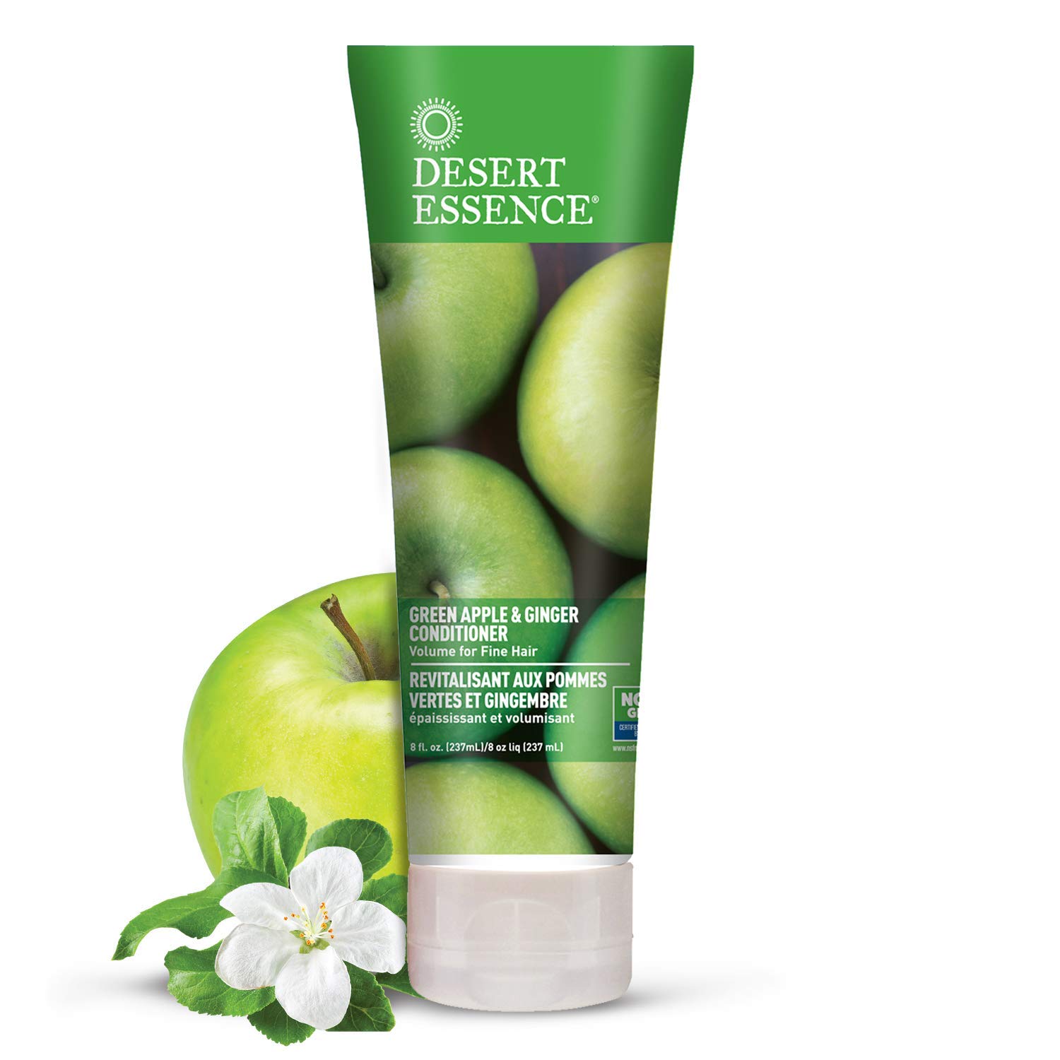 Desert Essence Green Apple & Ginger Shampoo & Conditioner Bundle - 8 Fl Ounce - Volume For Fine Hair - Natural - Deep Moisturizing - Antioxidants - Maca Root - Softer & Shinier - Smooth & Silky