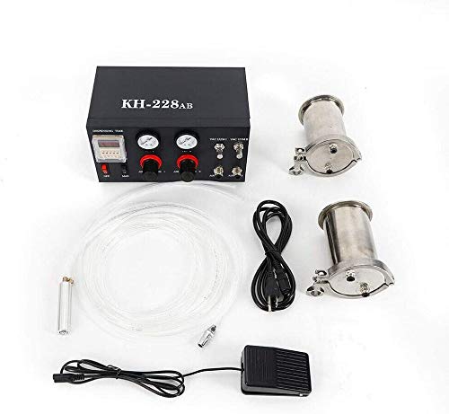 AB Adhesive Vuccum Glue Dispenser Machine AC 110V Semi-auto Digital Glue Dispenser with 2X500ml Stainless Steel Tanks and Foot Pedal Control Mode,Paste Liquid Adhesive Controller Dropper Machine