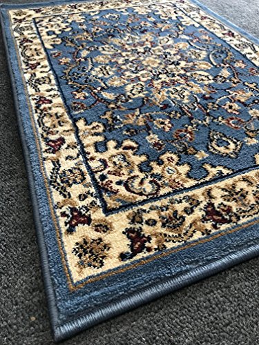 Deir Debwan Traditional Oriental Door Mat Area Rug Blue Persian (330,000 Point) Design 603 (2 Feet X 3 Feet)