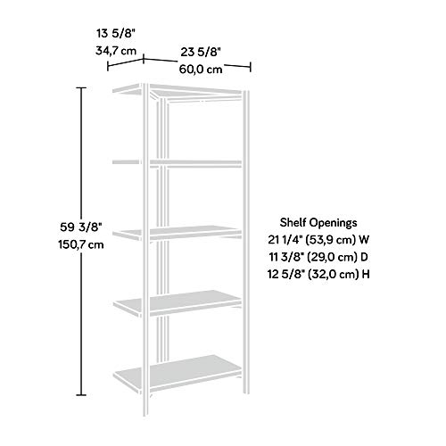 Sauder North Avenue Bookcase, L: 23.43" x W: 13.66" x H: 59.33", Smoked Oak Finish