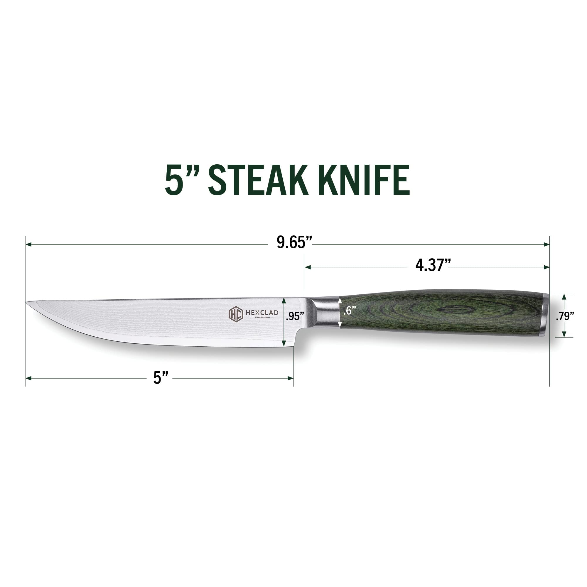 HexClad Essential Knife Set, 6-Piece, Japanese Damascus Stainless Steel Blades, Full Tang Construction, Pakkawood Handles