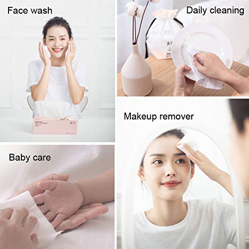 Honeymate Cotton Face Towels, 280 Count Ultra Soft Extra Thick Disposable Facial Tissues for Sensitive Skin and used as Washcloths, Makeup Remover (4 Pack)