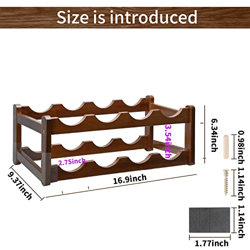 Bamboo Wine Rack, 2-Tier 8-Bottle Freestanding Display Wine Organizer Storage Shelf Table Top Countertop tle Cabinet Wine Holder for Kitchen Dining Living Room Bar Pantry Wine Cellar Basement