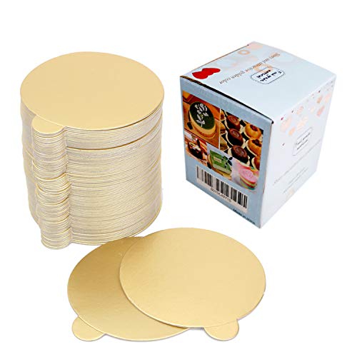 Darnell Nehemiah 100pcs/Set Round Mousse Cake Boards Gold Paper Cupcake Dessert Displays Tray Wedding Birthday Cake Pastry Decorative Tools Kit