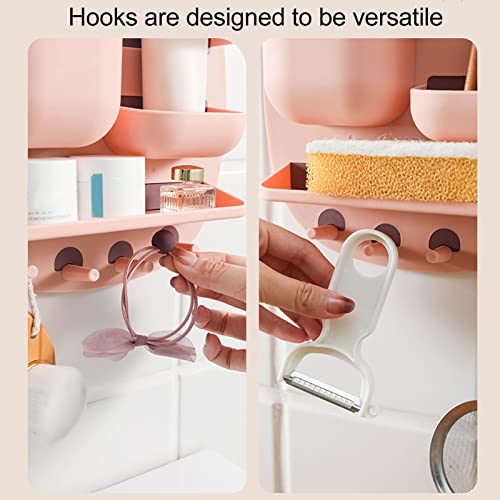 HERCHR Wall Mount Shelf Accessories Organizer Self-Stick Bedside Storage Organizer for Earphone, Cell Phone Next to Bed & Table Dorm(pink)