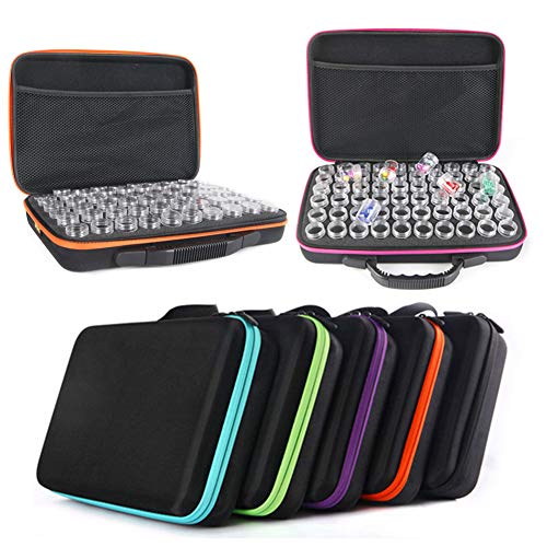 EVA Storage Box 60 Slot Diamond Painting Storage Case Tool Diamond Painting Bag Beads Organizer Accessories 60 Grids Shockproof High Capacity Hand Bag Zipper Design (Orange)