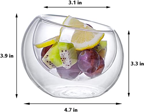 AEFPOYMXU Clear Dessert Cups Glass Set of 2 Crystal Ice Cream Trifle Bowl Double Clear Glass Fruit Parfait for Appetizers, Condiments and Cocktails Dip Bar Snack Dish(300ML)