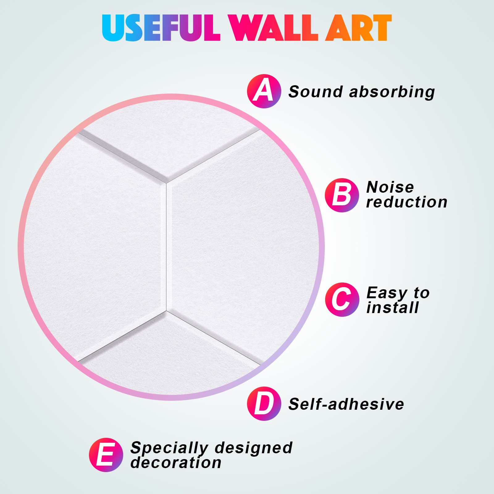 48 Pcs Hexagon Acoustic Panels 12 x 10 x 0.4 Inches High Density Wall Panels Sound Proof Panels Sound Absorbing Panels Sound Proof Padding for Recording Office Home Studio(White)