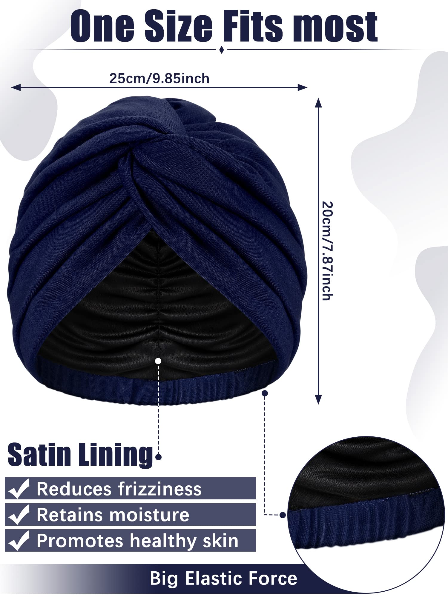 4 Pieces Turbans for Women Silk Satin Lined Turban Head Wrap Adjustable Twisted Turban Headwrap Hair Cover Wrap (Retro Color)