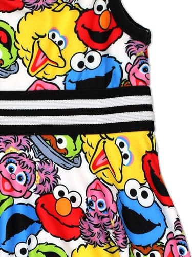 Sesame Street Girls’ Dress with Panties for Infant and Toddler – White/Multicolor