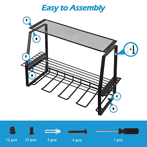 Eweenetu Power Tool Organizer, Heavy Duty Metal Floating Tool Shelf, Cordless Drill Holder Wall Mount, Garage Organization Utility Storage Rack, Perfect for Father's Day, USA Made