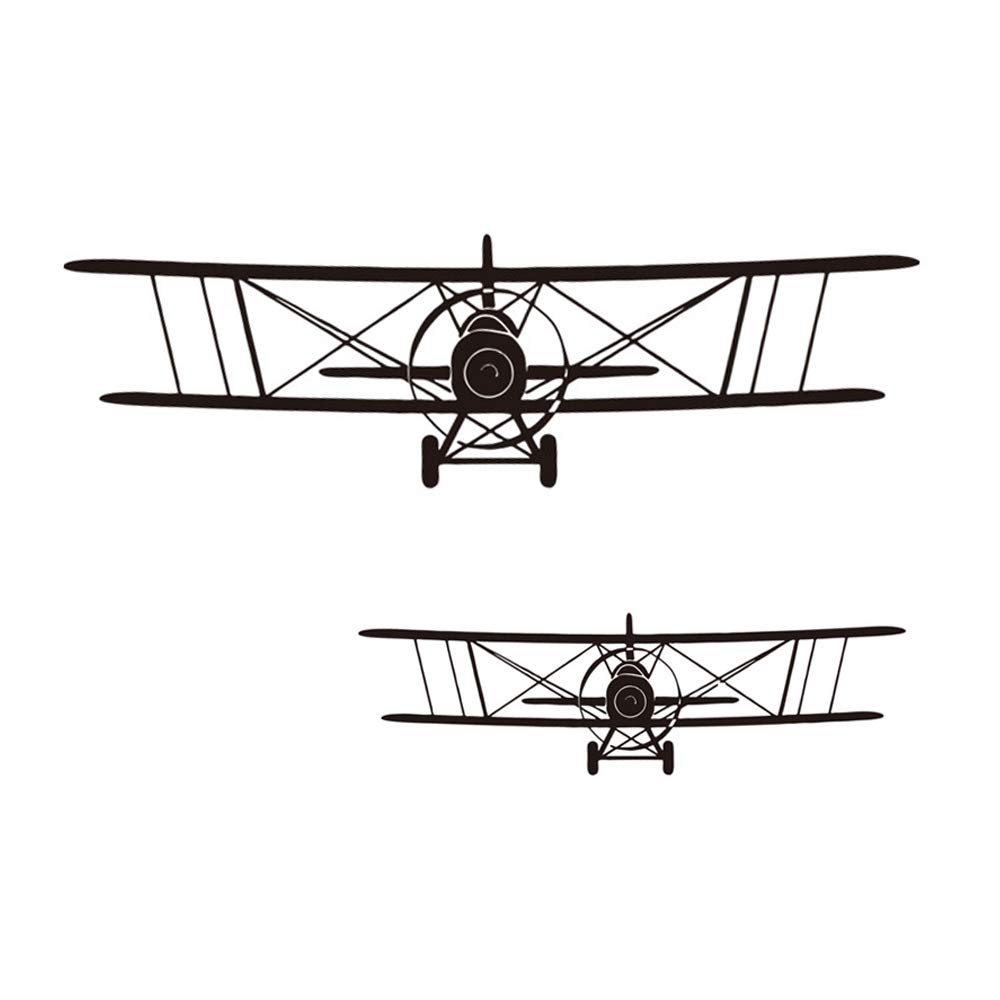 LELE LIFE 2Pcs Airplane Wall Sticker, Removable DIY Aircraft Wall Decal for Living Room Bedroom Home Decor, Art Mural for Kids Boys, Biplane