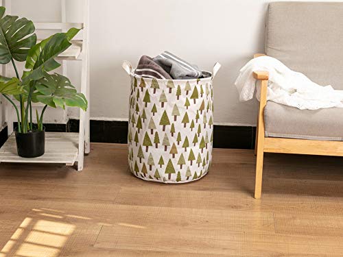 HeyToo 17.7in Drawstring Waterproof Foldable Laundry Hamper,Dirty Clothes Laundry Basket,Handle Linen Bin Storage Organizer for Toy Collection Tree