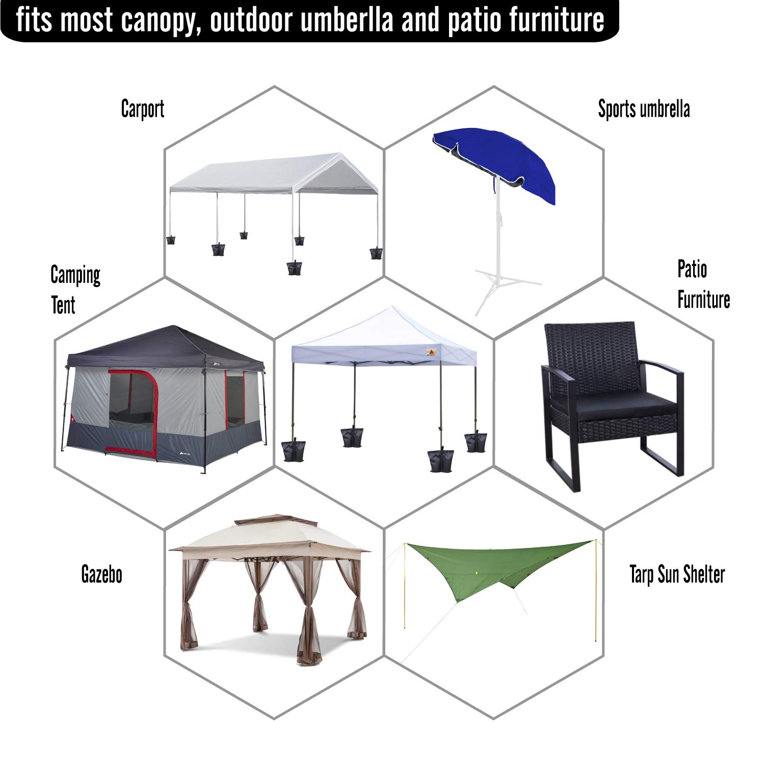 ABCCANOPY Canopy Weights 112 LBS Gazebo Tent Sand Bags,4pcs-Pack (Black)