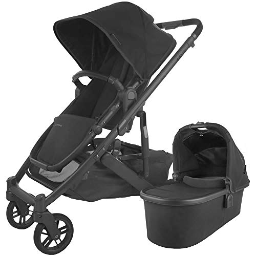 UPPAbaby Cruz V2 Stroller - Jake (Black/Carbon/Black Leather) + Bassinet - Jake (Black/Carbon)