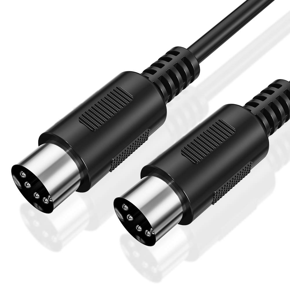 5 Din Midi Cable, Ancable 3-Feet 5 Pin Din Male to Male Plug Midi Cables with Molded Connector Housing Compatible with Piano Keyboard