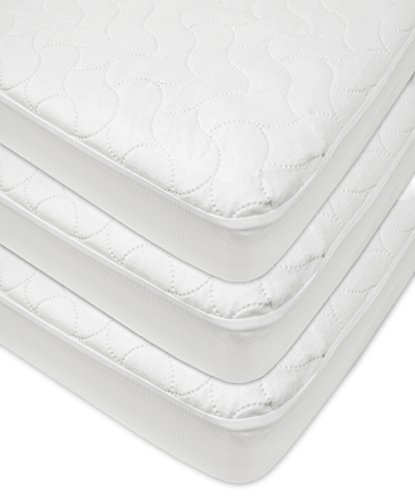 American Baby Company 3 Pack Waterproof Fitted Crib and Toddler Mattress Protector, Quilted and Noiseless Crib & Toddler Mattress Pad Cover, White, 52"x28"x9"