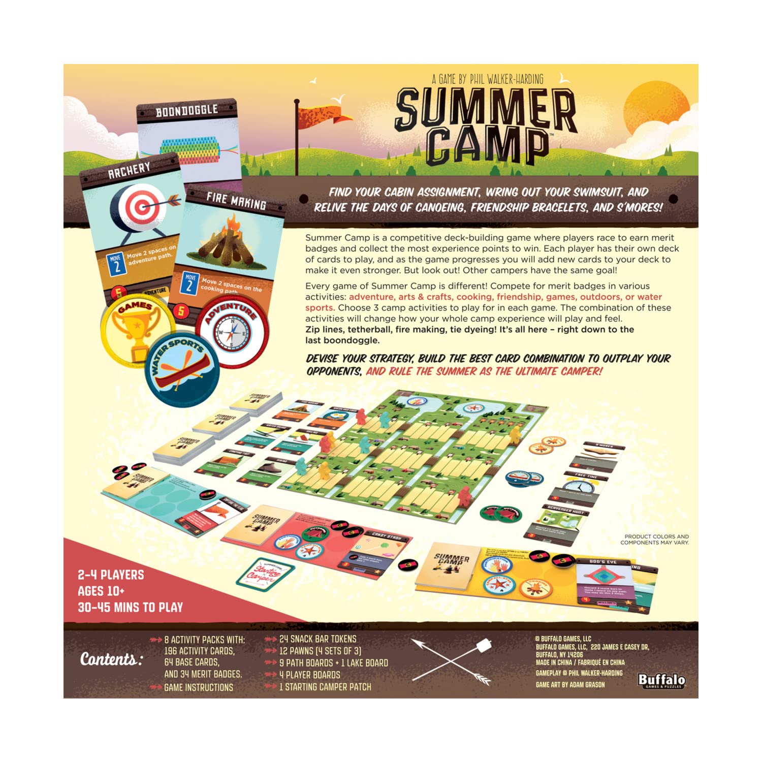 Buffalo Games - Summer Camp - Competative Family Game Night Game - Deck Building Racing Game - Classic Summer Camp Activities - Ages 10 and Up