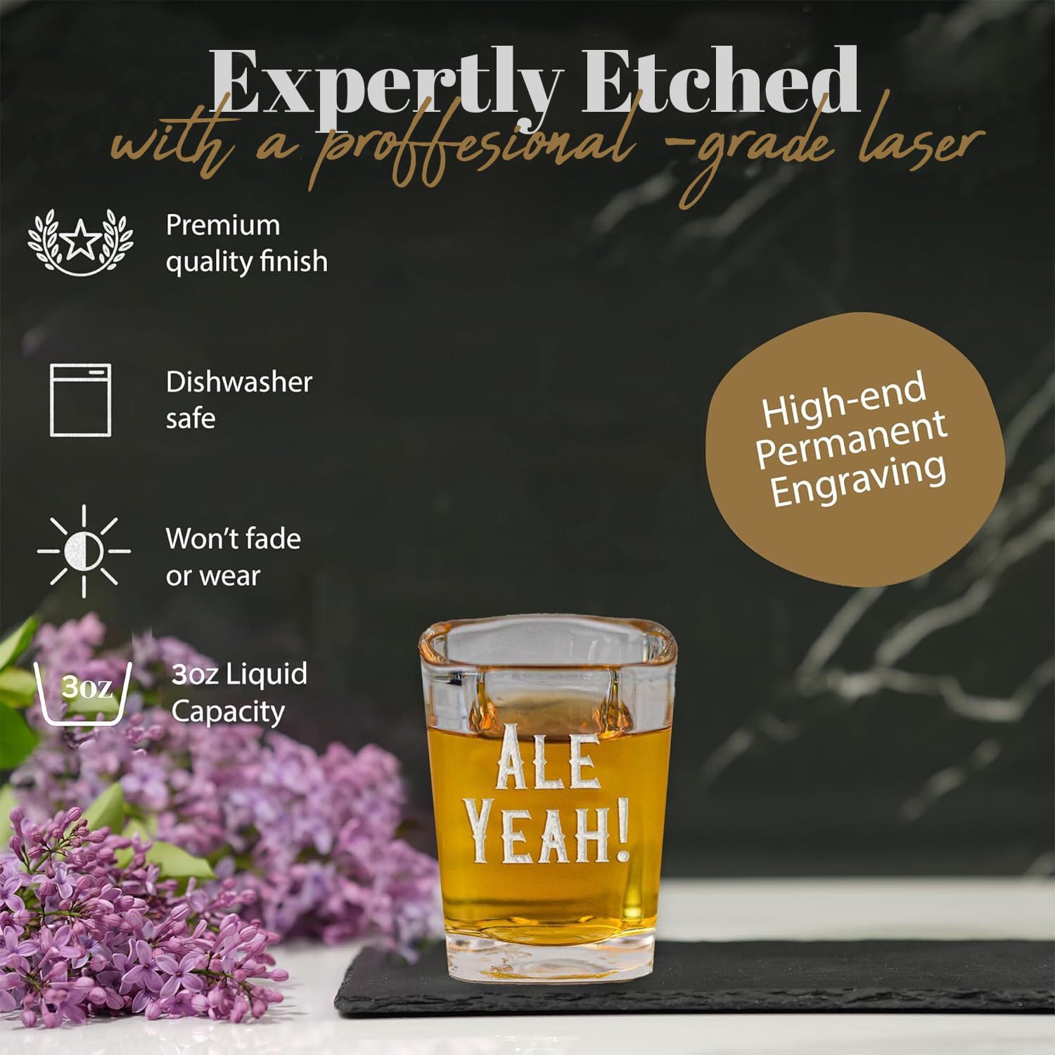 Custom Text Shot Glass 3oz – Personalized Gifts, Engraved Shot Glasses for Party Favors, Weddings and Birthdays (1 Pack)