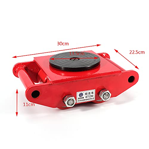 4 Rollers Industrial Machinery Mover, 13200 lbs (6 Tons) Capacity Machinery Skate Dolly, All-Steel Structure, 360 Degree Rotation (Red)
