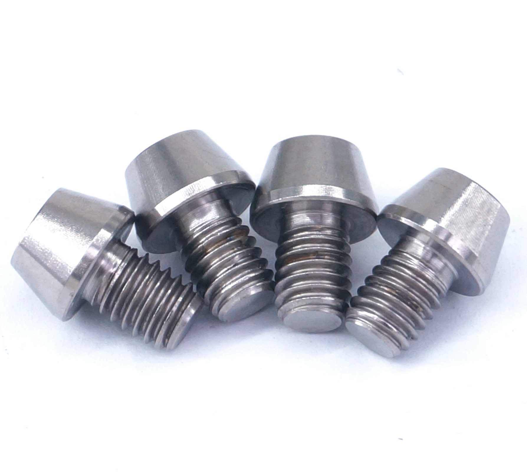 Sorekarain 4 PCS M6x8mm Pitch 1.0mm Ti GR5 Titanium Taper Cone Allen Head Bolt for Bicycle V Brake