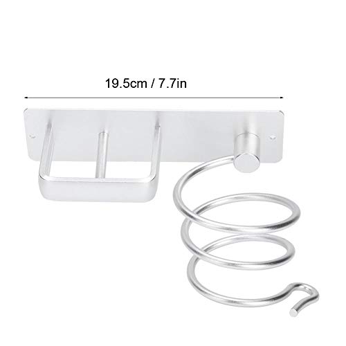 Mumusuki Aluminum Wall Mounted Punch Shelf Hair Dryer Storage Rack Organizer Holder Stand for Bathroom Silver