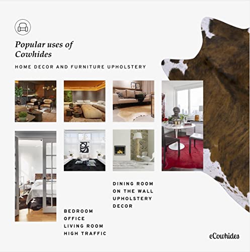 ecowhides | Genuine Cowhide Rug, Cowskin, Brindle White Belly, Western Home Decor, Premium Quality, Living Room Accessories, (X-Large) 7 x 6 ft