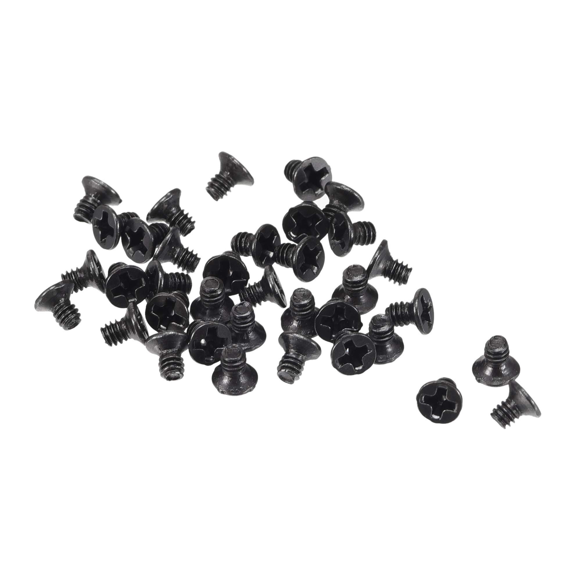 uxcell M2 x 3mm Phillips Screws Fastener Black for Laptop PC TV Fan Switch 500pcs