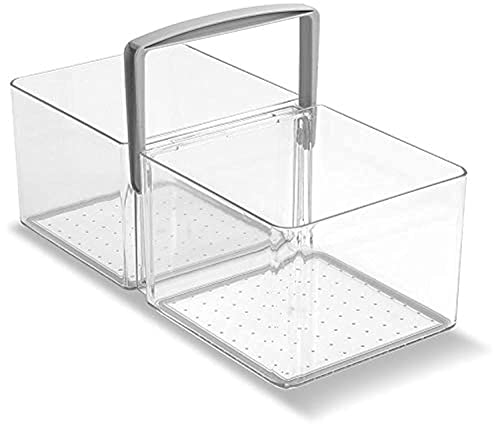 madesmart Fridge Portable Tote/Condiment Caddy, 12.19 x 5.69 x 4.38 in (30.96 x 14.45 x 11.11 cm), Light Grey