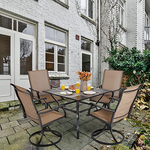 Anmutig Outdoor Dining Table with 1.57" Umbrella Hole, Picnic Table Metal Steel Square Backyard Bistro Table Outdoor Dining Table for Garden, Poolside, Backyard, Black, 37x37inch