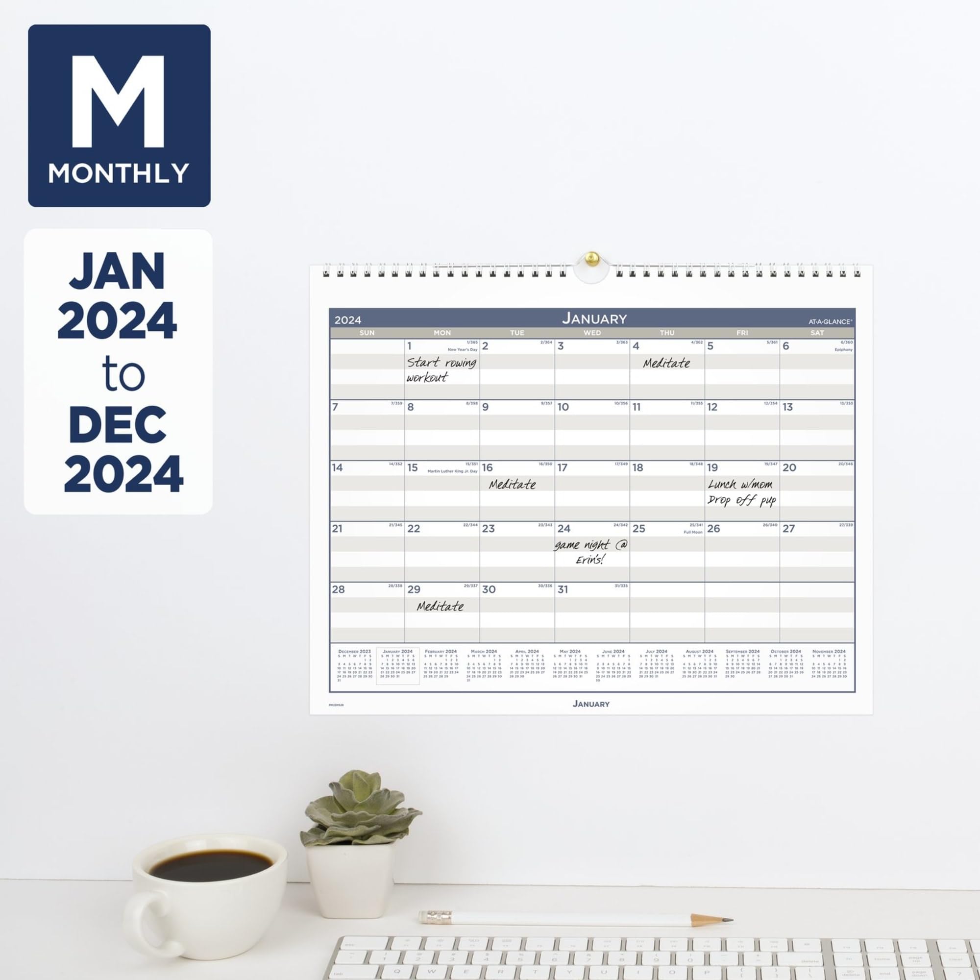 2024 AT-A-GLANCEĀ® Multi-Schedule Vertical Monthly Wall Calendar, 15" x 12", January to December 2024, PM22MS28